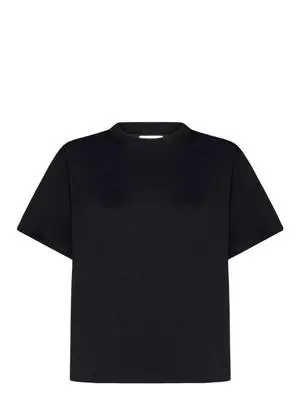 LOULOU STUDIO Classic Crew Neck Top With Logo Embroidery - Black