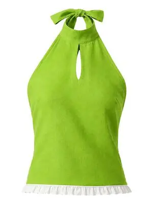 IMAURA Halter Top With Ruffle Trim - Green