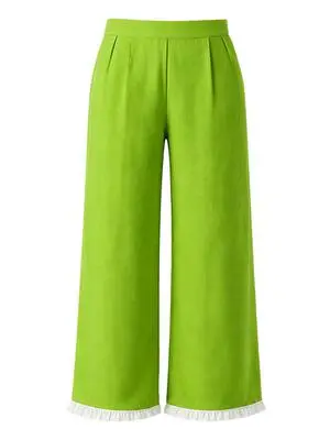 IMAURA Chartreuse Linen Wide Leg Trousers - Green
