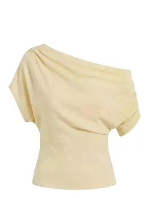 REFORMATION Iris Draped-knit Top - Neutrals