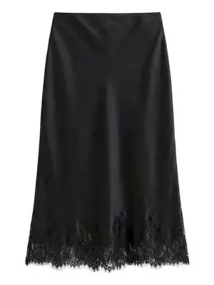 REFORMATION Carolina Lace-trim Midi Skirt - Black