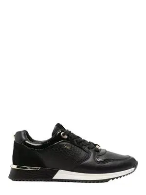 MEXX Fleur Snakeskin-effect Panelled Lace-up Sneakers - Black