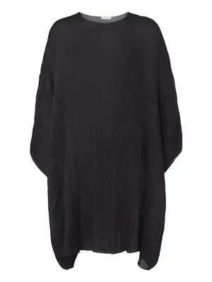 THE ROW Oversized Pleated Silk Blouse - Black