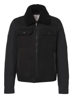 Moncler Shearling-trimmed Suede Down Jacket - Black