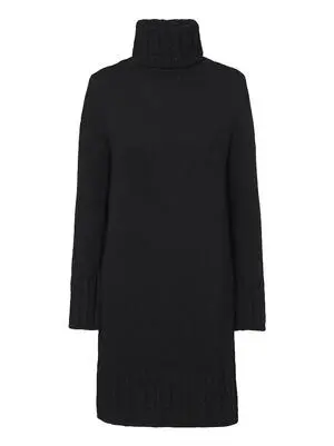 Moncler Turtleneck Alpaca And Wool-blend Minidress - Black
