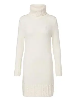 Moncler Turtleneck Alpaca And Wool-blend Minidress - White