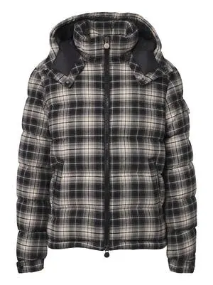 Moncler Airor Checked Cotton Flannel Down Jacket - Black