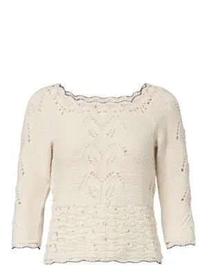 MARANT ETOILE Lua Pointelle Cotton And Wool Sweater - White
