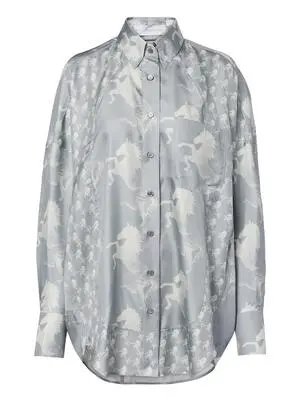 Stella McCartney Printed Silk Satin Button-down Shirt - Blue