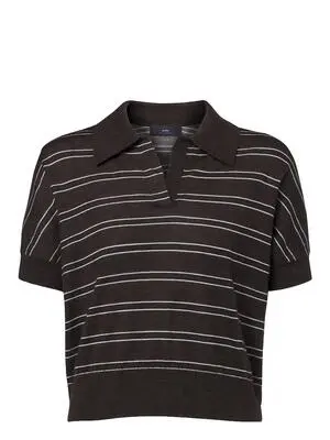 Arch4 Darya Striped Cashmere Polo Shirt - Brown