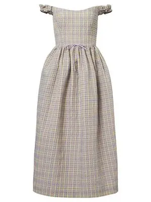 MARKARIAN Ginger Off-shoulder Seersucker Bustier Dress - Multicoloured