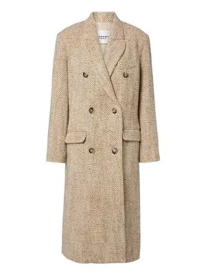 MARANT ETOILE Pilda Herringbone Double-breasted Coat - Beige