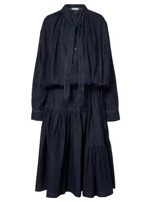Dries Van Noten Indigo Denim Midi Dress - Blue