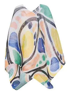 Issey Miyake Printed Pleated Poncho - Multicoloured