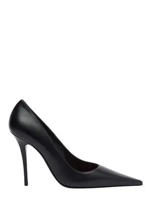Amina Muaddi Barbara Pointed Toe Leather Pumps - Black