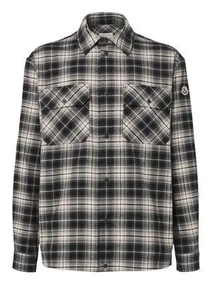 Moncler Checked Cotton Flannel Zip-up Shirt - Black