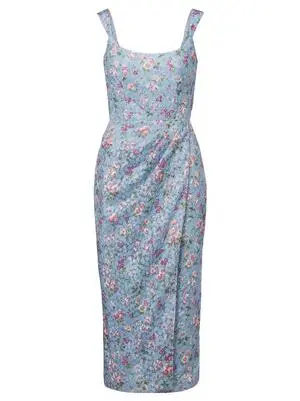 MARKARIAN Marla Floral Lace Bustier Dress - Blue