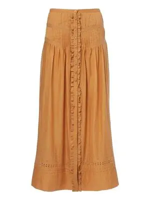 MARANT ETOILE Embroidered Cotton Maxi Skirt - Orange