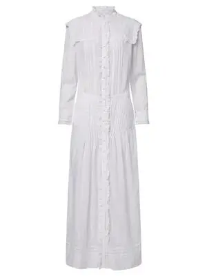 MARANT ETOILE Lonie Embroidered Ruffled Cotton Maxi Dress - White