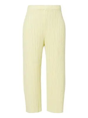 Issey Miyake Pleated Wide-leg Pants - Yellow