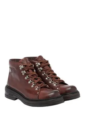 Miu Miu Leather Lace-up Boots - Brown