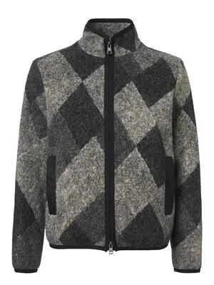Moncler Argyle Wool-blend Zip-up Jacket - Grey