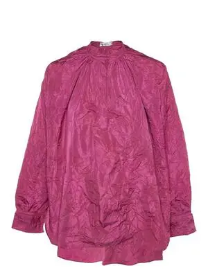 Dior Crinkled Texture Band Collar Blouse - Pink