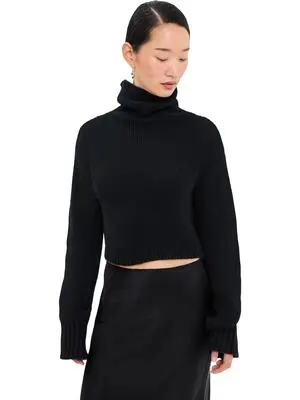 Sablyn Cropped Cashmere Turtleneck Sweater - Black