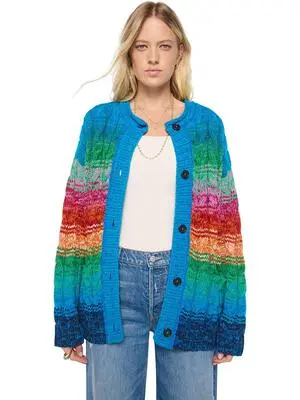 MOTHER The Biggie Cardigan Wool Cable Knit - Green