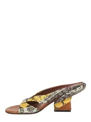 Dries Van Noten Snake-embossed Sculptural Heel Mules - Tan