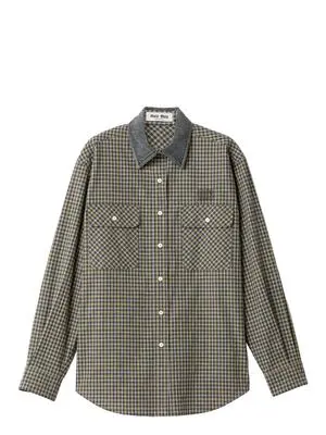 MIU MIU Miu Miu Checked Flannel Shirt With Logo Patch