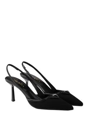 PRADA Prada Fabric Slingback Pumps With Leather Inserts