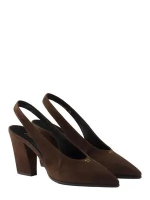 Prada Suede Leather Slingback Pumps - Brown