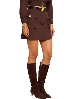 L'Agence L'AGENCE Norene Nylon Mini Skirt Dark Java