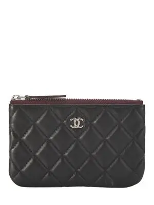 Chanel Quilted Lambskin O Case Zip Pouch - Black