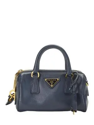 Prada Saffiano Leather Boston Bag - Navy