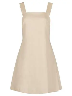 SHIKANZY Neutrals Daisy A-line Dress With Pockets Linen - Beige