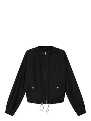 ETOILE Linen-blend Zip-up Jacket With Drawstring Details - Black