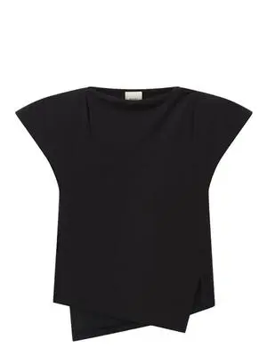 Isabel Marant Étoile Asymmetric Cotton Jersey T-shirt - Black
