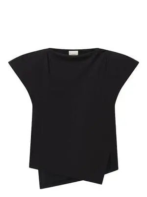 Isabel Marant Étoile Asymmetric Cotton Jersey T-shirt - Black