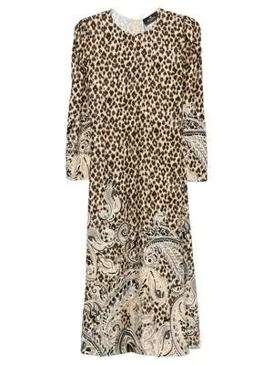 Etro Viscose Animal Print Midi Dress - Multi