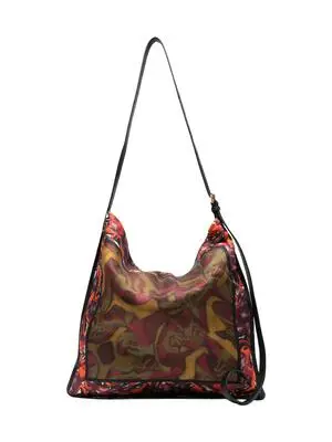 Dries Van Noten Large Shoulder Bag With Scarf Print - Brown