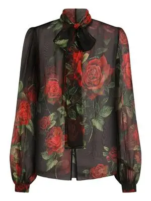 DOLCE & GABBANA DOLCE & GABBANA Silk Rose Print Blouse