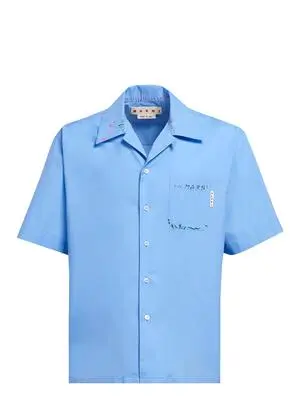 Marni Short Sleeve Shirt With Pocket Detail - Blue