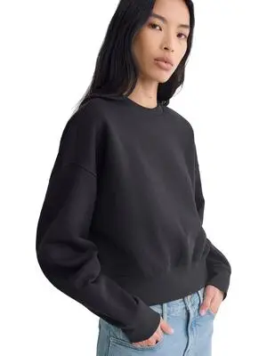 Everlane Luxe Fleece Shrunken Crew - Black