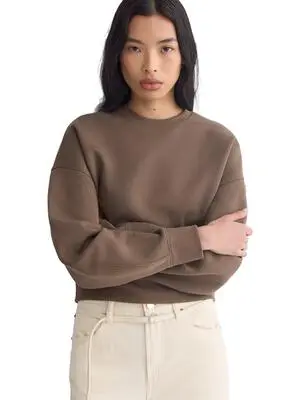 Everlane Luxe Fleece Shrunken Crew - Deep Taupe