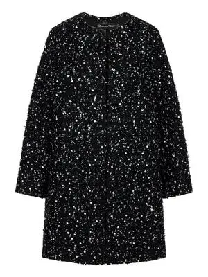 Oscar De La Renta Sequin Ribbon Tweed Coat - Black