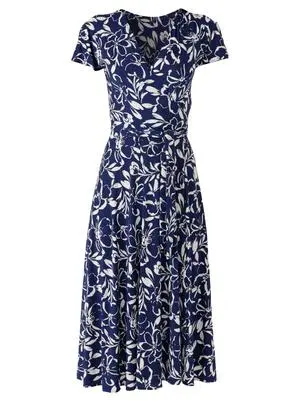 SACHA DRAKE Floral Print Reversible Wrap Midi Dress - Blue