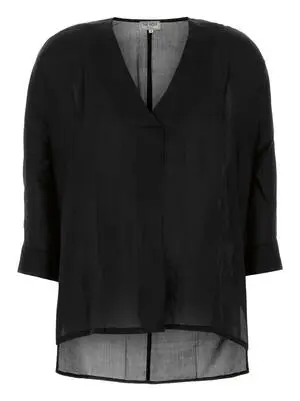 THE ROSE IBIZA Silk Blouse With Mandarin Collar - Black