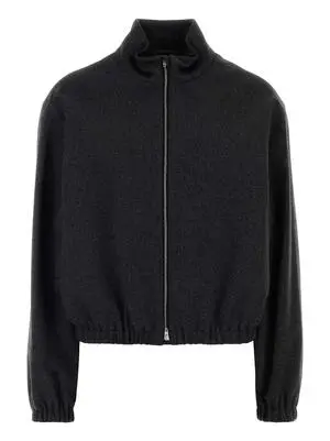 JIL SANDER Wool Jacket With Leather Collar - Grey